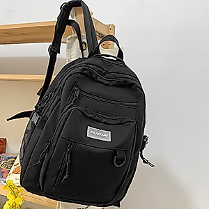 PRAGARI Kids Backpack for School Cute Aesthetic Black Backpack Girls Student Bookbag Women Travel Lightweight Book Bag