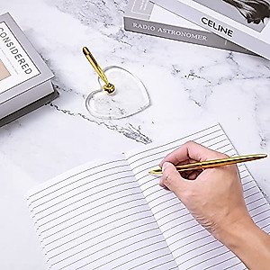 Outus 2 Pieces Acrylic Heart Pen Holder Signing Pen Set Hollow Round Pen Holder Stand for Wedding Bridal Engagement Guests Book Graduation Ceremony Valentine's Day Favor (Gold Heart Style)