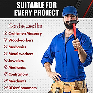 C&T 6-Piece Hammer Set, Fiberglass Handle & Mallet Set, With Shock Reduction Grip, Metal Working | Garage Home Kit | Mechanic Tools | Sledge Hammer | blacksmith Hammer | Ball Peen Hammers | Hand Tools