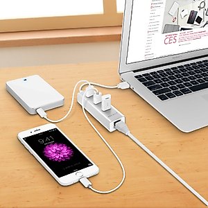 Macally 3-Port USB 3.0 Portable Data Hub with Ethernet Network Lan Adapter for Macbook Pro / Air, Mac Pro / mini, iMac, XPS, Surface Pro, Notebooks, Desktop PCs, USB Flash Drives, etc. (U3HUBGBA)