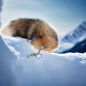 Iivos Fluffy Therian fox Tail Keychain - Soft Fur, Realistic Colors, Durable, Perfect for Cosplay, Renaissance Fairs (1, Sun Fox)
