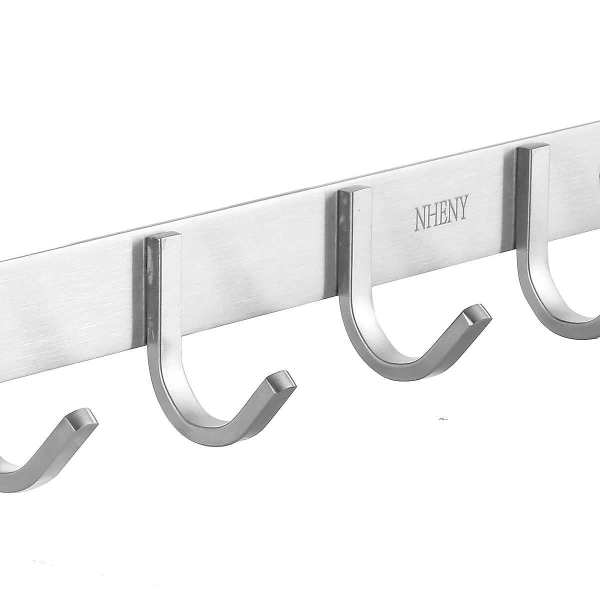 NHENY Hat and Coat Wall Mount Rack 6 Hooks for Robes, Bags, Keys, and Towels Bathroom Towel Hanger Organizer, 304 Stainless Steel Brushed Nickel