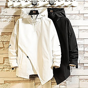 GURUNVANI Men’s Hooded Windbreaker Jacket Zip Up Patchwork Hoodie Anorak