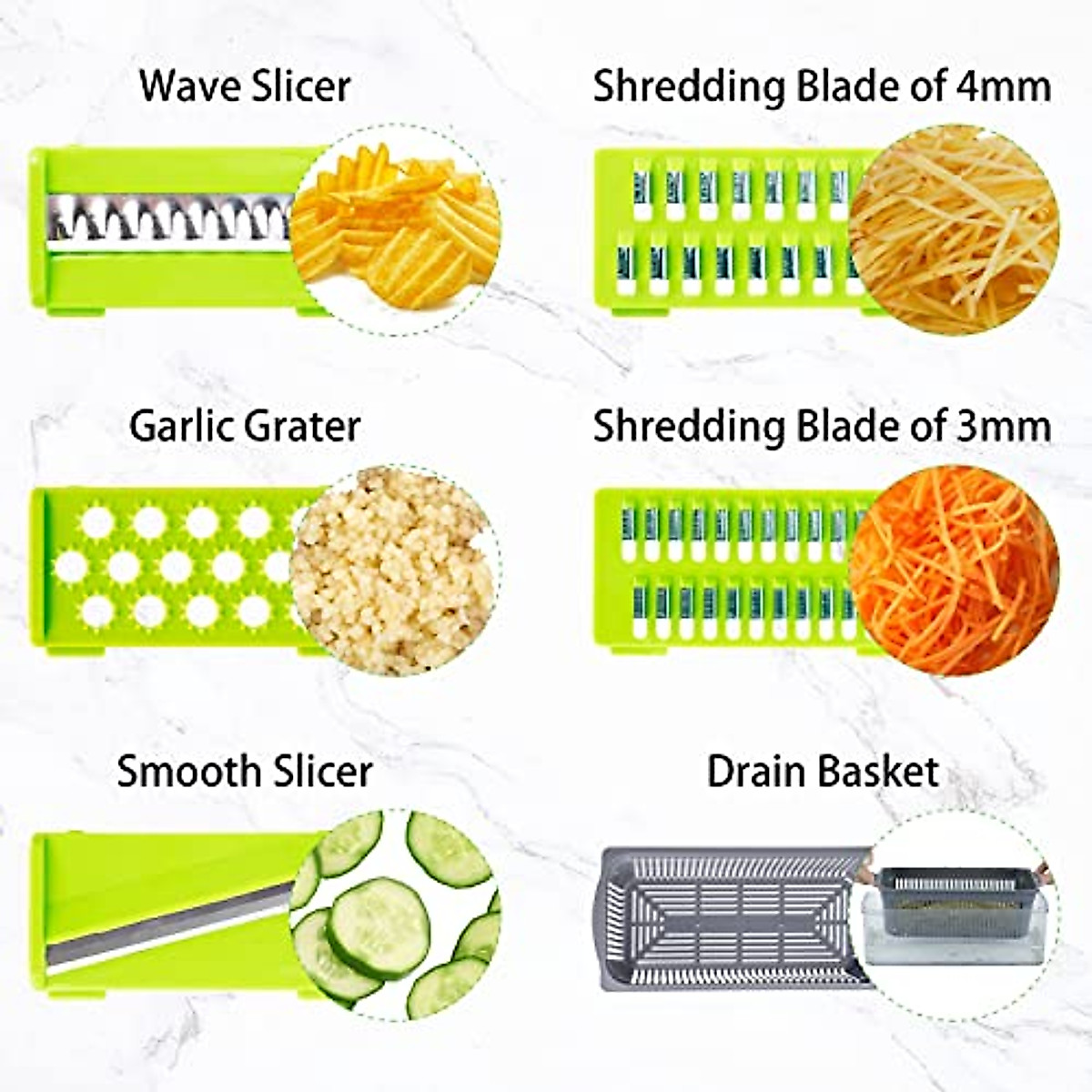 Elabli Pro Vegetable Chopper with 8 Blades:Mandoline Slicer Onion Chopper Dicer Egg Separator Slicer Vegetable Chopper Cutter Slicer,Food Chopper Dicer Slicer with Container for Kitchen
