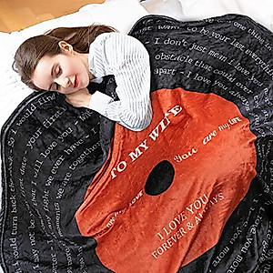 KERAOO Personalized Round Blanket Gift for Wife, Throw Blanket Anniversary Romatic Gift for Her, Christmas Birthday Gift for Wife, Valentines Day Gifts for Her