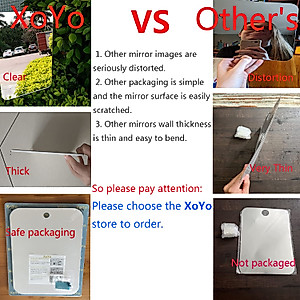 XoYo-Large Fogless Shower Mirror（11inX7.48in）, Includes 1 Adhesive Hooks, Anit-Fog Shower Mirror, Shower Makeup Shave Mirror, Frameless Shower Mirror, Wall Hanging Mirror