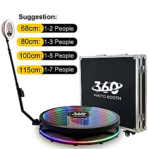 Dowshata 360 Photo Booth Machine with Money Gun Red Carpet GlovesAutomatic Spin Camera Video Booth with Ring Light Selfie Holder for Weddings Christmas Rental (39.4'' Glass + Flight Case)