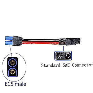 Faoyliye (2-Pack) SAE to EC5 Male Plug Quick Connection Adapter Connector,10AWG SAE Power Automotive Adapter Cable Suitable for Solar Battery Car Battery -15cm