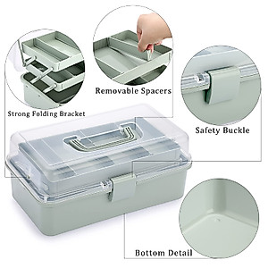 BTSKY 3-Layer Plastic Dividing Storage Box Craft Organizer and Storage with Adjustable Spacers Portable Handled Art Supply Organizer Multipurpose Home Utility Box for Medicine Box Sewing Box Organizer