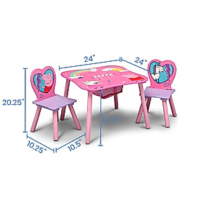 Delta Children Kids Table and Chair Set with Storage (2 Chairs Included) - Ideal for Arts & Crafts, Snack Time, Homeschooling, Homework & More, Peppa Pig