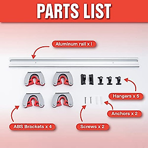 20" Broom Holder Wall Mount - 4 Sliding Broom Hangers and 5 Mop Holders, Moveable Wall Hanging Organizer for Garage, Restaurant, Kitchen and Laundry Room, Perfect for Cleaning Supplies.