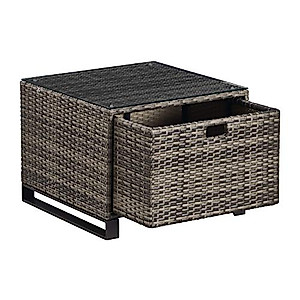 Tommy Hilfiger Oceanside Patio Rattan Outdoor Furniture Collection with All-Weather Brown Resin Wicker Frame, Porch or Pool, Garden, Side Table