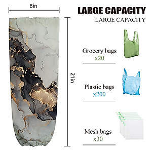 Cute Plastic Bag Holder,Grey Marble,Grocery Bags Dispenser,Shopping Bag Organizer,Gifts for Kitchen Decor
