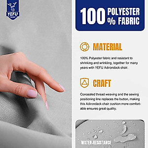 YEFU Adirondack Chair Cushion, Rocking Chair Cushions high Back, Thickened Patio Chair pad for Indoor and Outdoor, 49x20x5 inch, Gray, 2-Pack