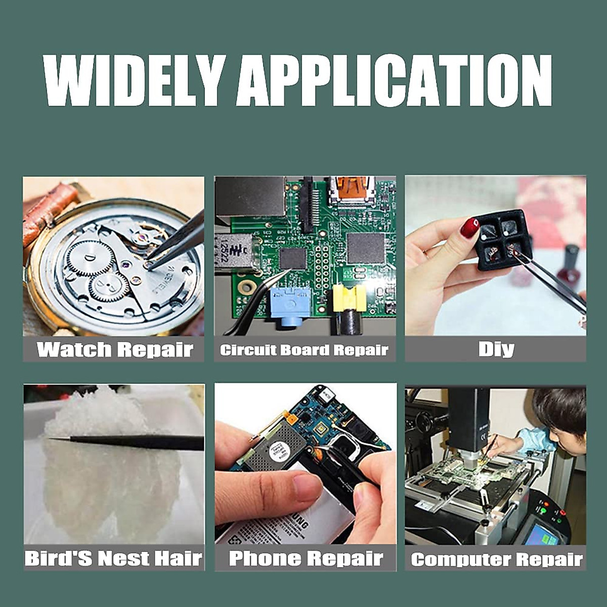 UToolmart 3PCS Precision Tweezers Set, Upgraded Anti-Static Stainless Steel Tweezers, Length: 122mm