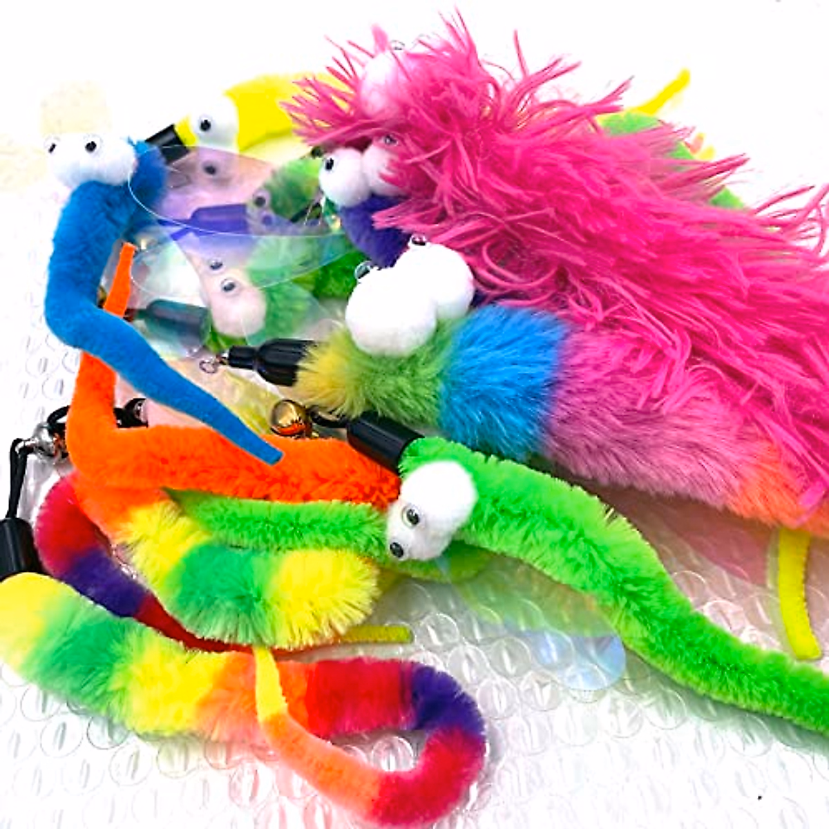 Cat Worm Toy Refills Cats Teaser Toys Cat Wand Refill Wand Replacement Cat Wand Attachments Cat Fishing Pole Toy Refill 16Pcs Cat Worms Refill,Cat Wand Toy Assorted Teaser Refills