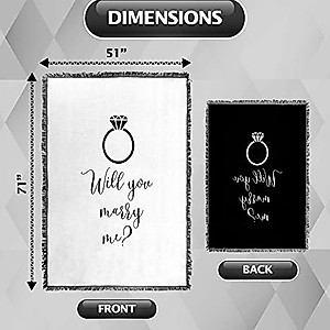 Will You Marry Me Woven Blanket Throw Soft Fleece - Proposal Decoration Tapestry Blanket - Engagement Photo Shoot Marry Me Blanket - 51x71 inches