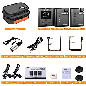 COMICA BoomX-U2 UHF Wireless Lavalier Microphone System with Dual-Channel Recording, Noise Reduction, 394' Range, Screen Flip, Lav Mic for Camera Smartphone Podcast Interview YouTube Facebook Live