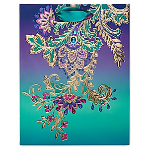 Papyrus 9" Medium Gift Bag (Jacobean Floral) for Birthdays, Weddings, Bridal Showers, Baby Showers and All Occasions (1-Bag)