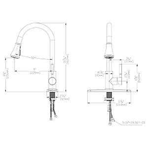 SOKA Single Handle Kitchen Faucet Stainless Steel High Arc Modern Style Aquablade Sweep, Stream & Spray Fit for One & 3 Hole