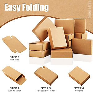 Gersoniel 100 Pcs Kraft Soap Boxes Packaging for Homemade Soap No Window Soap Boxes Empty Soap Boxes Soap Making Supplies for Party Favor Treats Wrapping Packaging, 3.8 x 2.8 x 1.2 Inch (Brown)