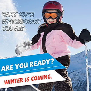 POXIMI Winter Toddler Snow Gloves Baby Boys Waterproof Gloves for Girls Warm Mittens Fleece Ski Mittens for Outdoor Sports (Black, 1-2T)