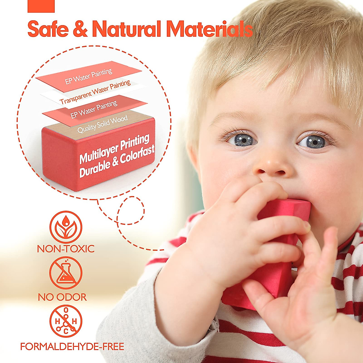 hahaland Wooden Blocks - Building Blocks Set with Number Alphabet Letter Car - City Construction Stacking Toddler Toys Montessori Toys for 3 Year Old Girls Boys Kids Building Toys for Ages 3-4-5-6