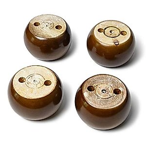 Mysummer 4PCS White Round Bun Feet Wood Sofa Legs Solid Wood Furniture Legs for Cabinet Sofa Ottoman TV Stand Loveseat Dresser (Walnut)