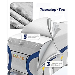KING BIRD Tearstop-Tec Heavy Duty Travel Trailer Camper RV Cover, Fits 29.6-32.5ft Motorhome for Winter Snow, Anti-UV, Breathable, Waterproof, Rip-Stop, Oxford
