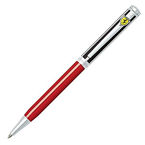 Sheaffer Ferrari Intensity Black Stripe Cap Chrome Trim Ballpoint, Rosso Corsa Barrel (FE2951551)