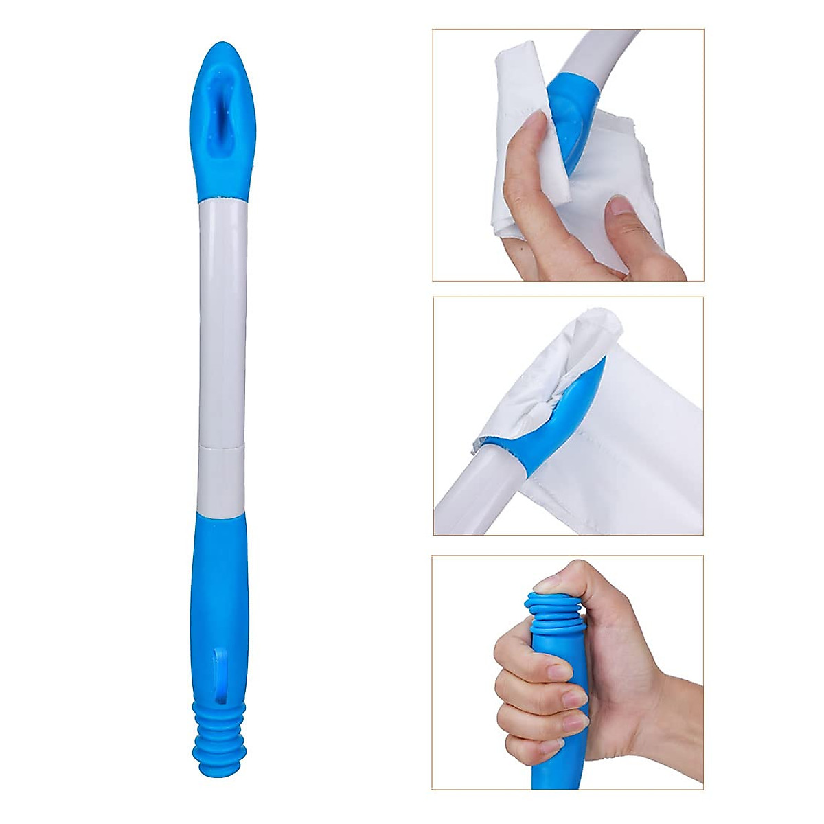 JJHREI Foldable Long Reach Comfort Wiper - Self Wipe Assist Toilet Aid Wiping Wand Bottom Wiper - Daily Living Bathroom Aids for Limited Mobility