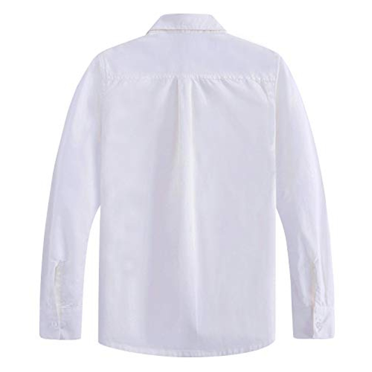 Spring&Gege Boys' Long Sleeve Dress Shirts Formal Uniform Woven Solid, White, 9-10 Years