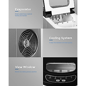 SOUKOO Ice Makers Countertop 26lbs/24h Portable Ice Maker (Stainless Steel)………
