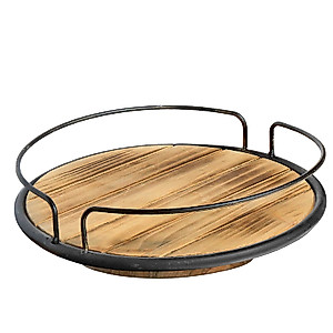 BOLUO Lazy Susan Organizer for Table Kitchen Countertop Turntable Small Farmhouse Wood Rotating Spice Rack 10 inch (LS02)