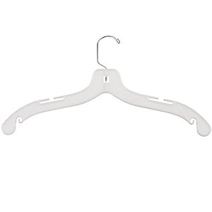 NAHANCO 1505R Plastic Dress Hangers with Molded Shoulders, Middle Heavy Weight, 17", White (Pack of 100)