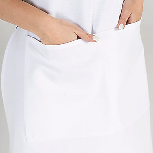 TOSHE Kitchen Apron Waterdrop Resistant Cotton Apron with adjustable Aprons for Women with Pockets 10 Color option Cooking White Apron(White)