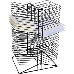 Drying & Print Racks, Back-to-Back 24-Shelf Drying Rack with 48 Wire Shelves for Mobile Classrooms Art Studios and Home Use