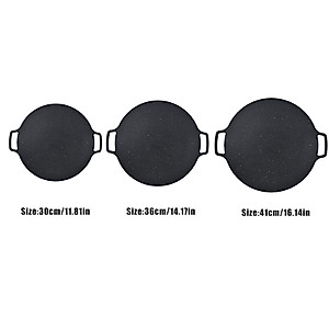 Arsor Korean Style BBQ Grill Pan, Iron Nonstick Barbecue Plate Smokeless Round Griddle with Storage Bag Easy to Clean Barbecue Stovetop Plate for Home Camping Indoor Outdoor Grilling(41CM)
