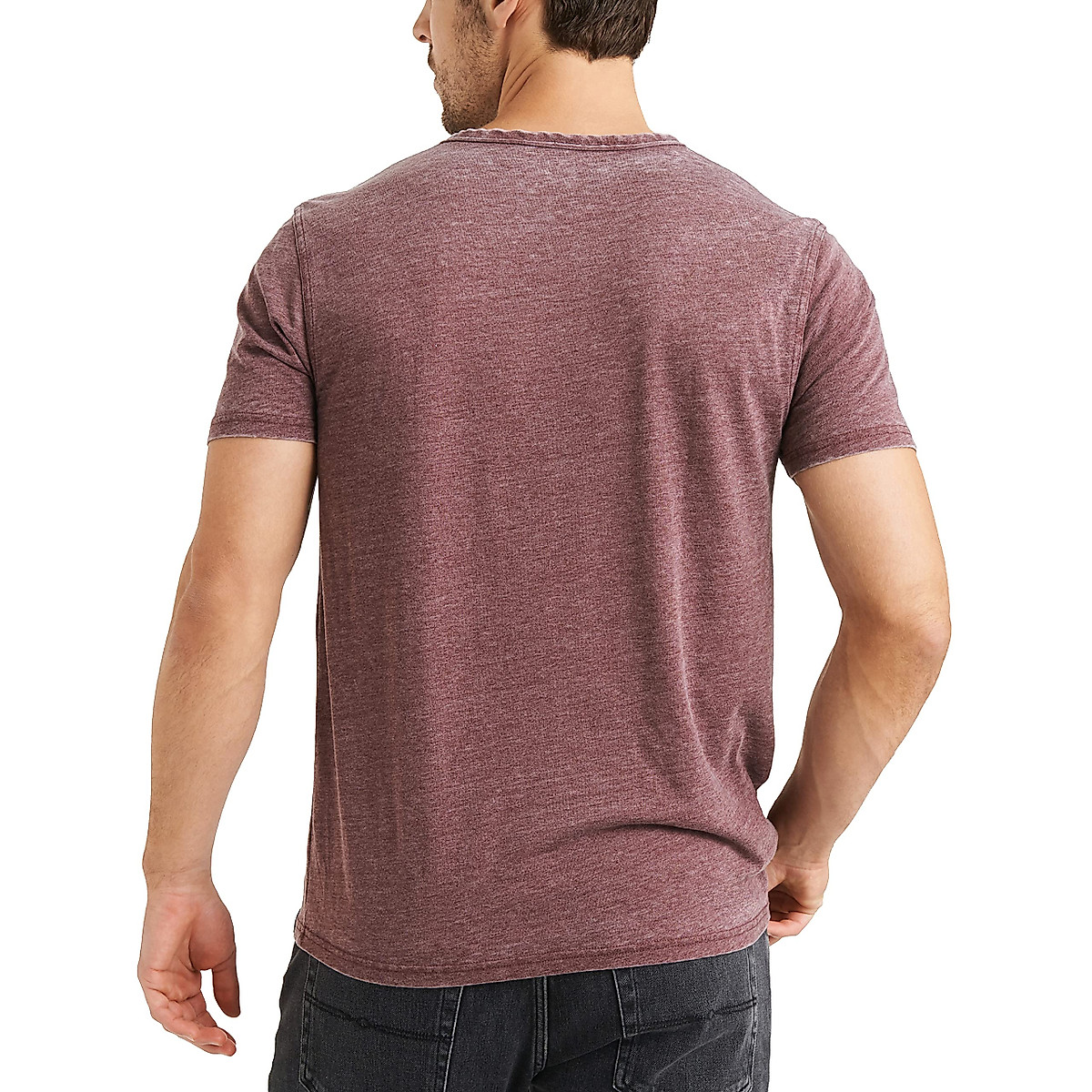 Lucky Brand Men's Venice Burnout Notch Neck Tee Shirt, Port Royale, Large