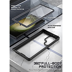 Poetic Guardian Samsung Galaxy S23 Ultra 5G 6.8" Case - 20 FT Drop Tested, Built-in Screen Protector, Rugged Shockproof, Black/Clear