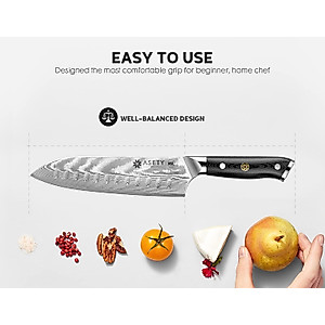 ASETY Damascus Knife Set 3 PCS, NSF Food-Safe Japanese Kitchen Knife Set with VG10 Steel Core, Ultra-Sharp Professional Chef Knife Set and Full Tang G10 Handle, Gift Box