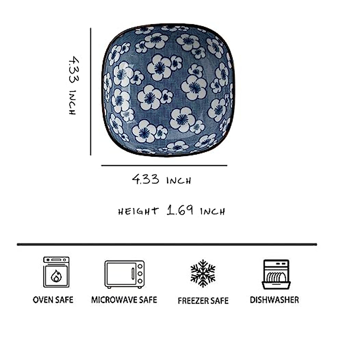 YXWXY Ceramic Snack Plate 4 Pcs Blue Style D Dessert Salad Plates 4.3Inch Ceramic Dishes Japanese Bowl Sushi Sauce Seasoning Dishes Dipping Bowls For Condiment Sushi Ketchup Bbq Party