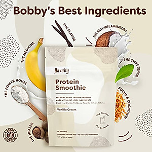 FlavCity Protein Smoothie, Vanilla - 100% Grass-Fed Whey Protein Smoothie with Collagen & Organic Pea Protein (25g of Protein) - Gluten Free & No Added Sugars (37.74 oz)