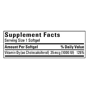 Nature Made Vitamin D3 25 mcg, 650 Softgels