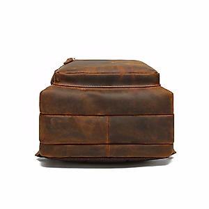 Lannsyne Vintage Genuine Leather 16" Laptop Backpack For Men Hiking Travel Bag Camping Rucksack