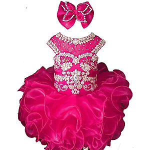 M_RAC Baby Girl's Crystal Lace Pageant Cupcake Dresses for Toddler Short Mini Birthday Party Gowns 2 US Mint Green