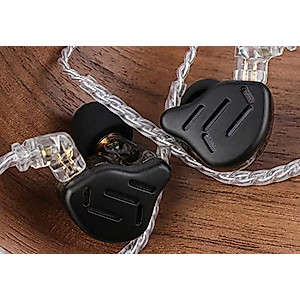 Linsoul KZ ZAX 1DD+7BA Hybrid Driver HiFi in-Ear Earphones with Zin Alloy Shell, Detachable 2 Pin 0.75mm OFC Cable(Without Mic, Black)