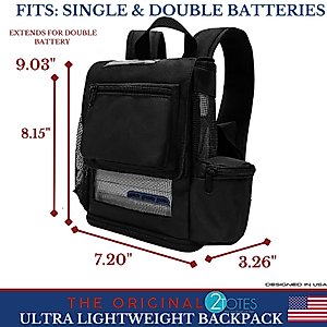 O2TOTES USA Lightweight Carrier for Inogen One G5 Oxygen Concentrator, Portable Oxygen Backpack with Adjustable Straps & Zippered Pockets (Black) Patented Design, New heavy duty zippered bottom