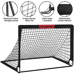 Kids Soccer Goals for Backyard Set - 2 of 4' x 3' Portable Soccer Goal Training Equipment, Pop Up Toddler Soccer Net with Soccer Ball, Soccer Set for Kids and Youth Games, Sports