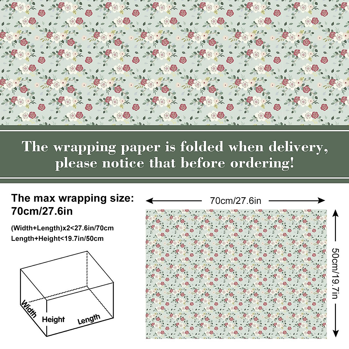 AnyDesign 12 Sheet Eucalyptus Leaves Wrapping Paper Watercolor Greenery Floral Gift Wrap Paper Folded Flat Green Leaves Art Paper for Wedding Birthday Party DIY Crafts Gift Wrapping, 19.7 x 27.6 Inch